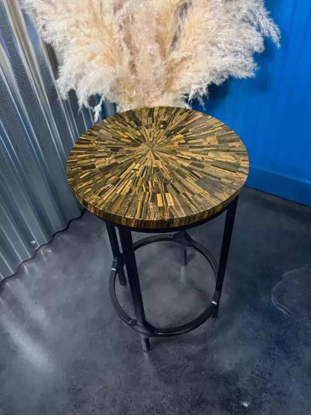 Tiger Eye Stone Coffee Table Top, Round Table Top, Yellow Marble Tiger ...