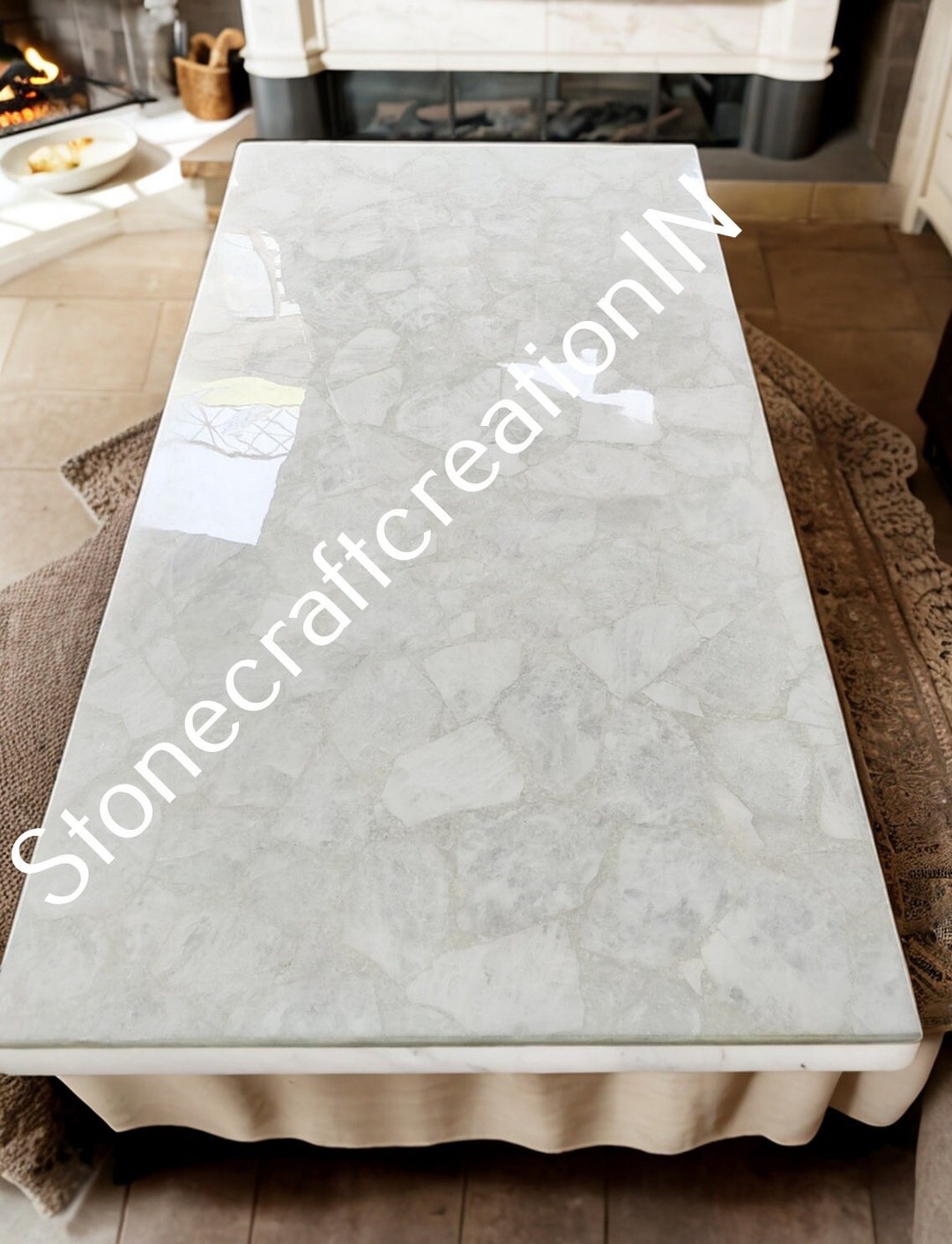 White Quartz Dining Table, Quartz Countertop, Kitchen Countertop ...