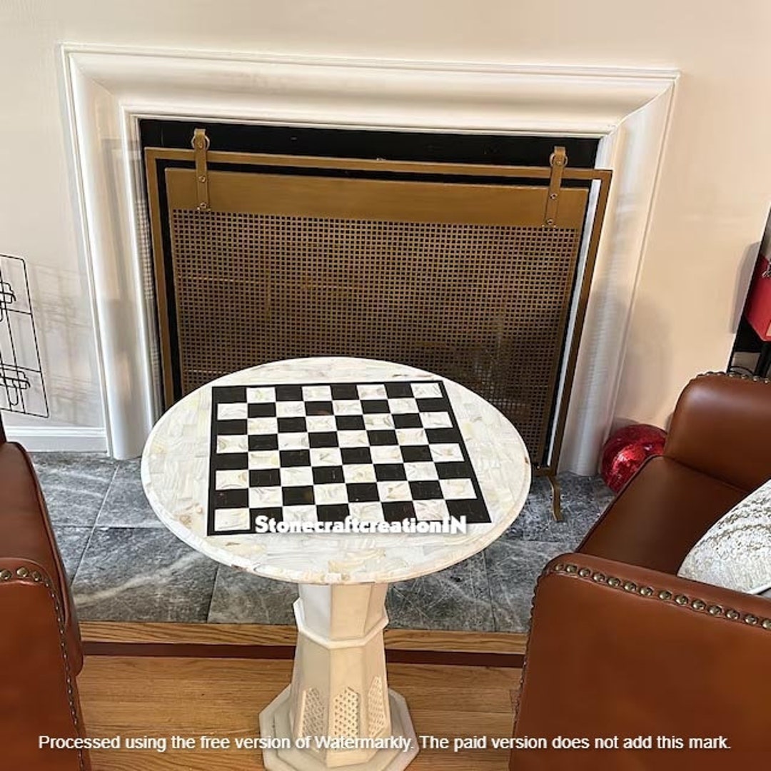 Handmade Marble Chess Table With Stone Inlay Pieces - Etsy
