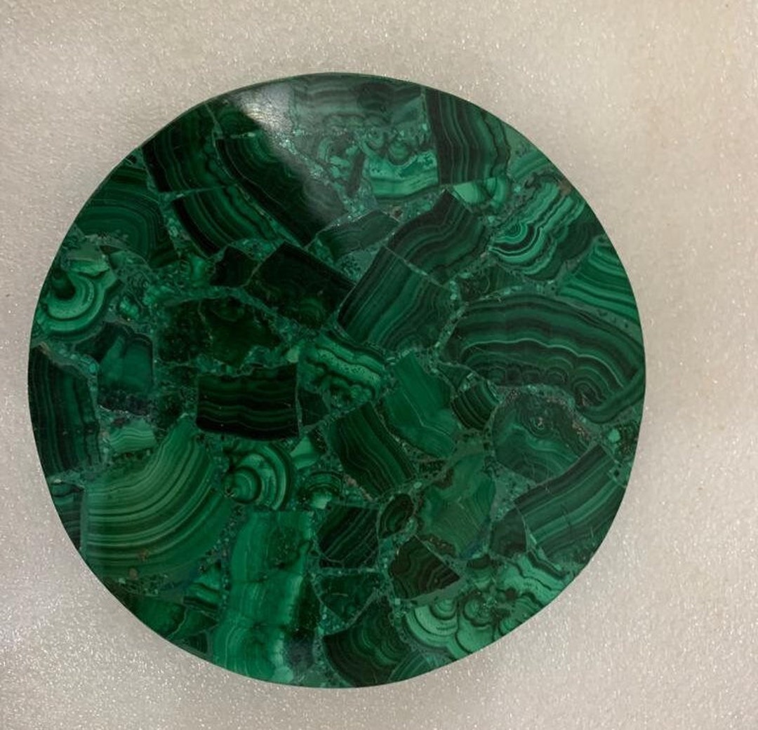 Handmade Malachite Gemstone Table Top: Luxury Home Decor - Etsy