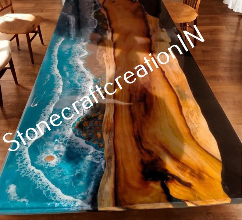 Ocean Wave Table, Epoxy Table, Epoxy Wood Resin Table, Live Edge Table ...