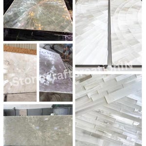 Selenite Stone Table Top, Handmade Stone Dining Table, Sun Burst ...