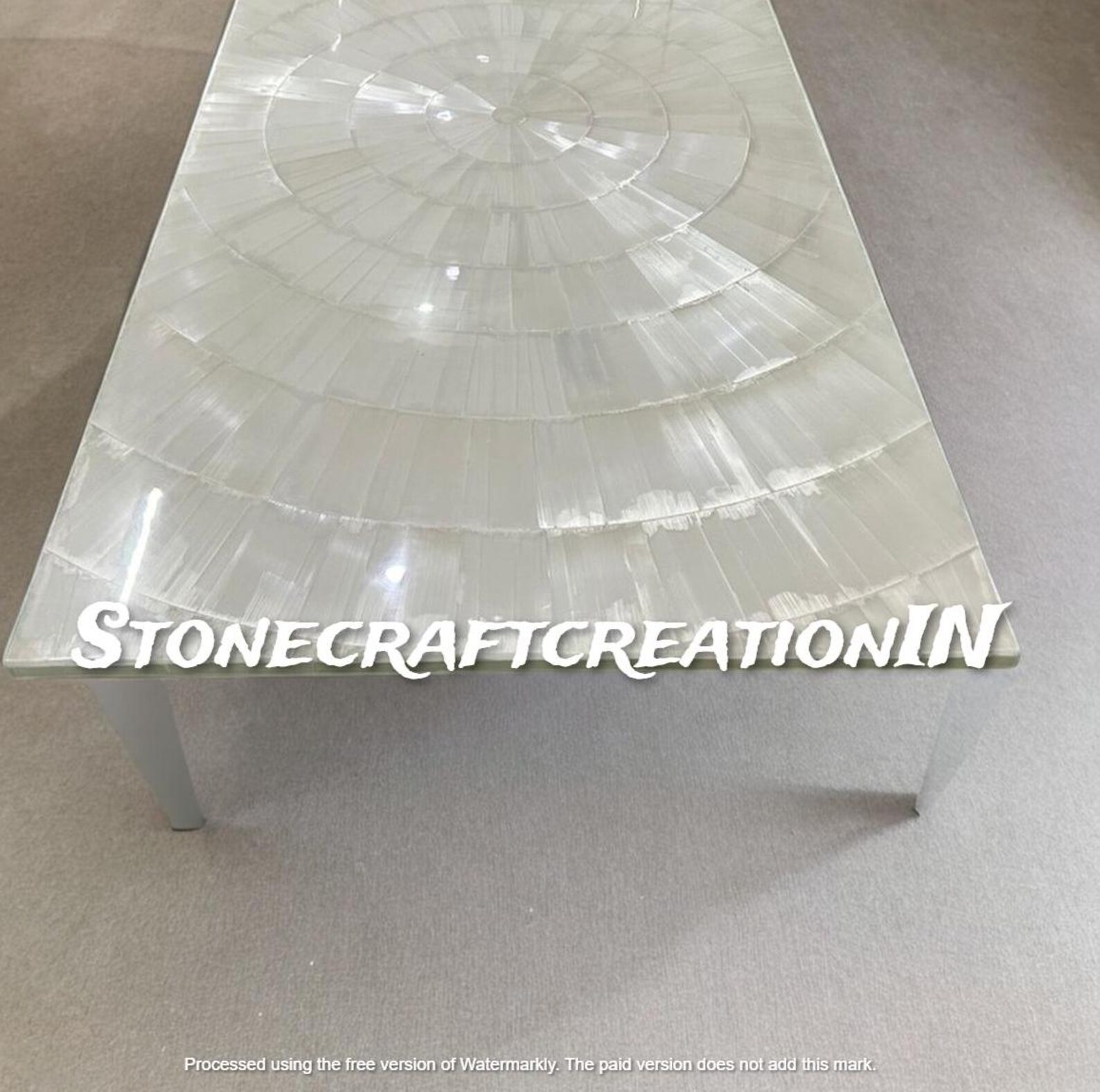 Handcrafted White Selenite Crystal Coffee Table With Glass Top - Etsy