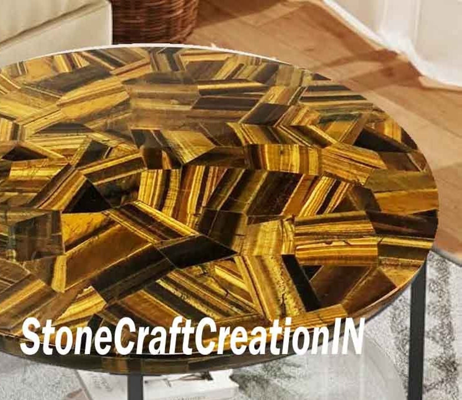 Tiger Eye Table Top, Handcrafted Table Top, Hallway Center Table Top ...