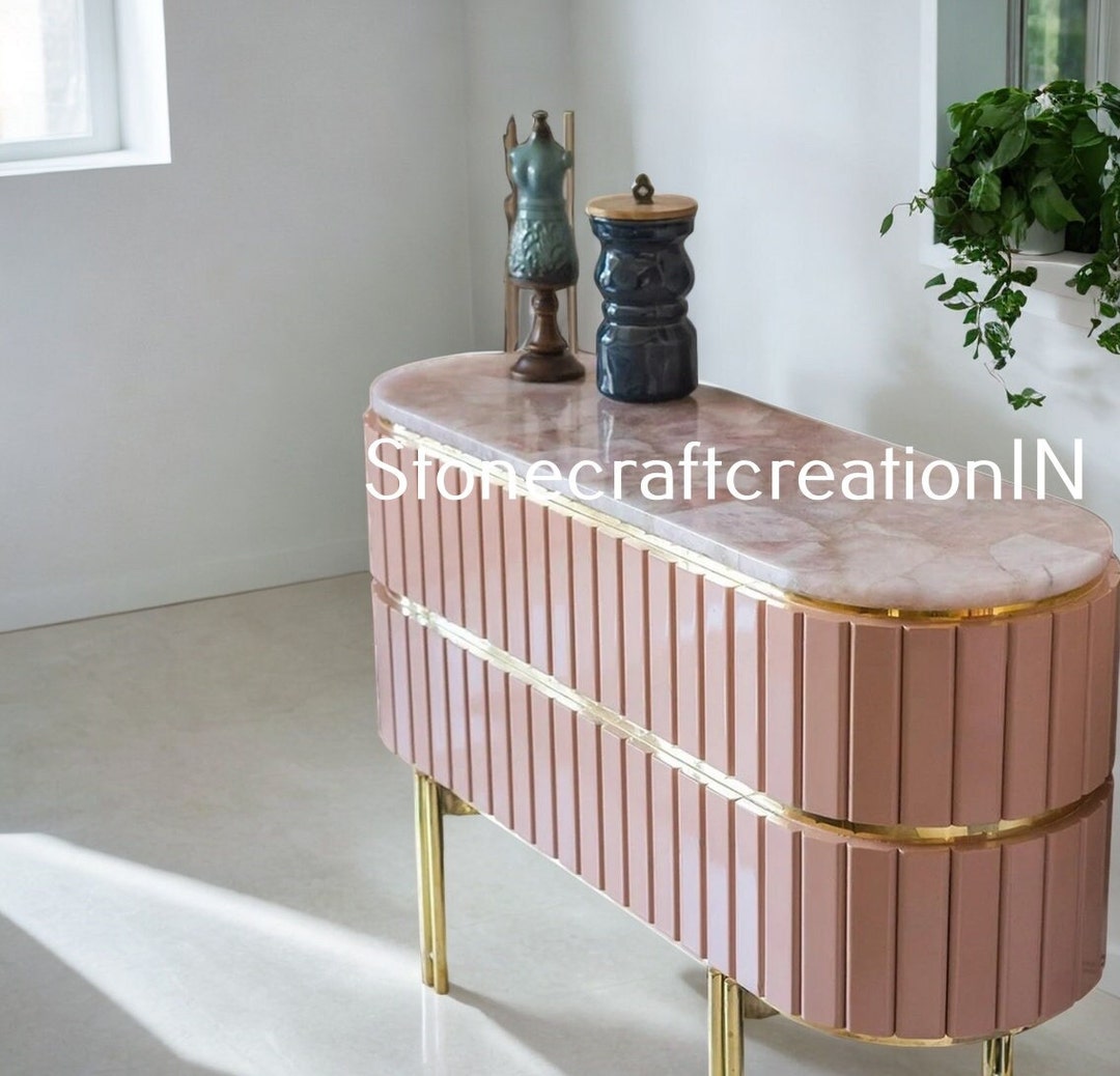 Rose Quartz Table, Quartz Console Table, Rose Quartz Table Top, Quartz ...
