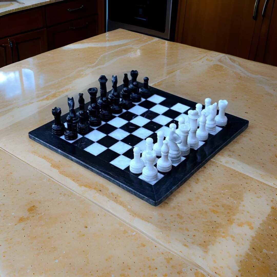Handmade Marble Chess Set: Semi-precious Stone Inlay, Artisan Crafted ...
