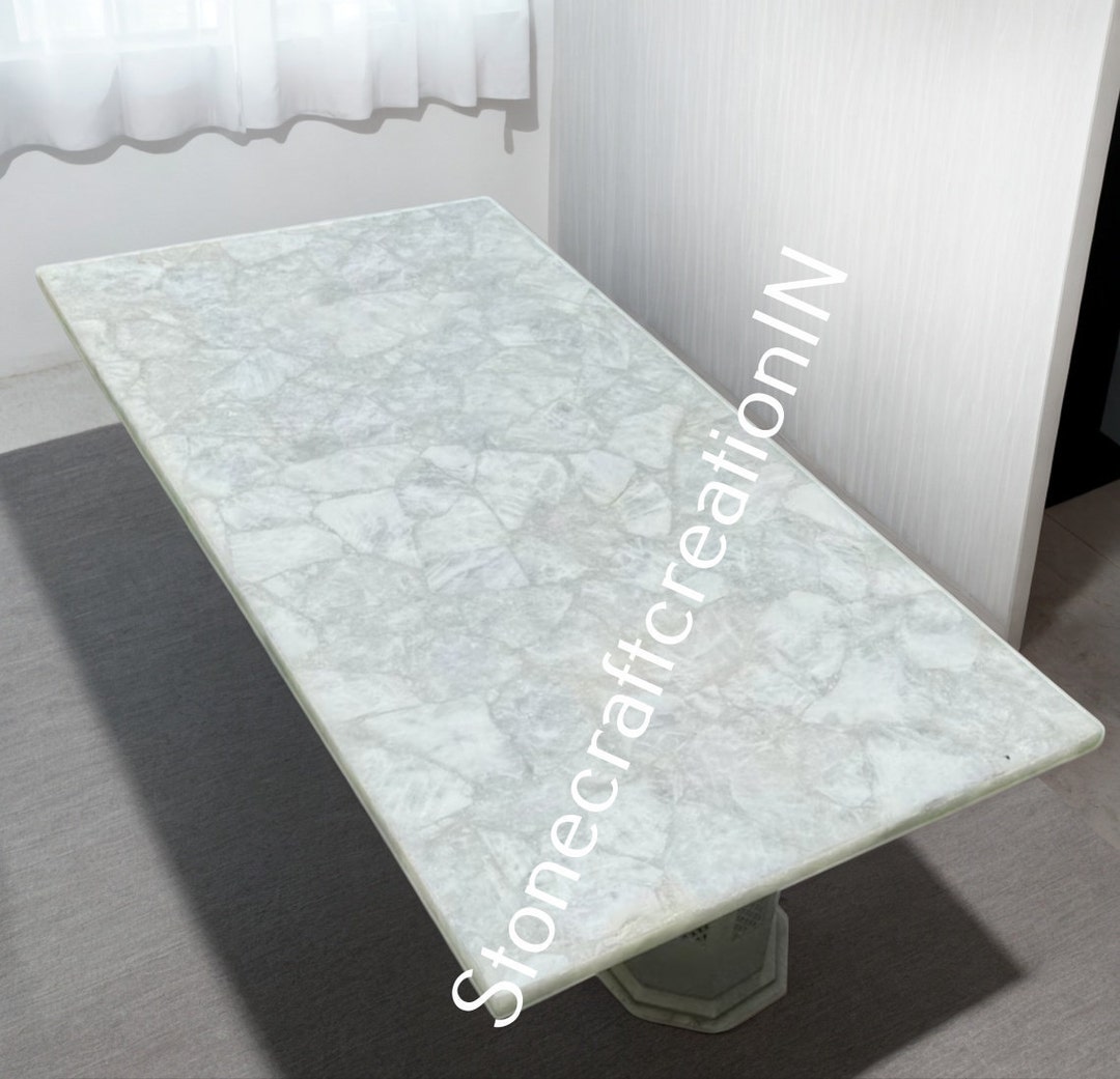 White Quartz Stone Dining Table, Quartz Kitchen Slab, White Quartz ...