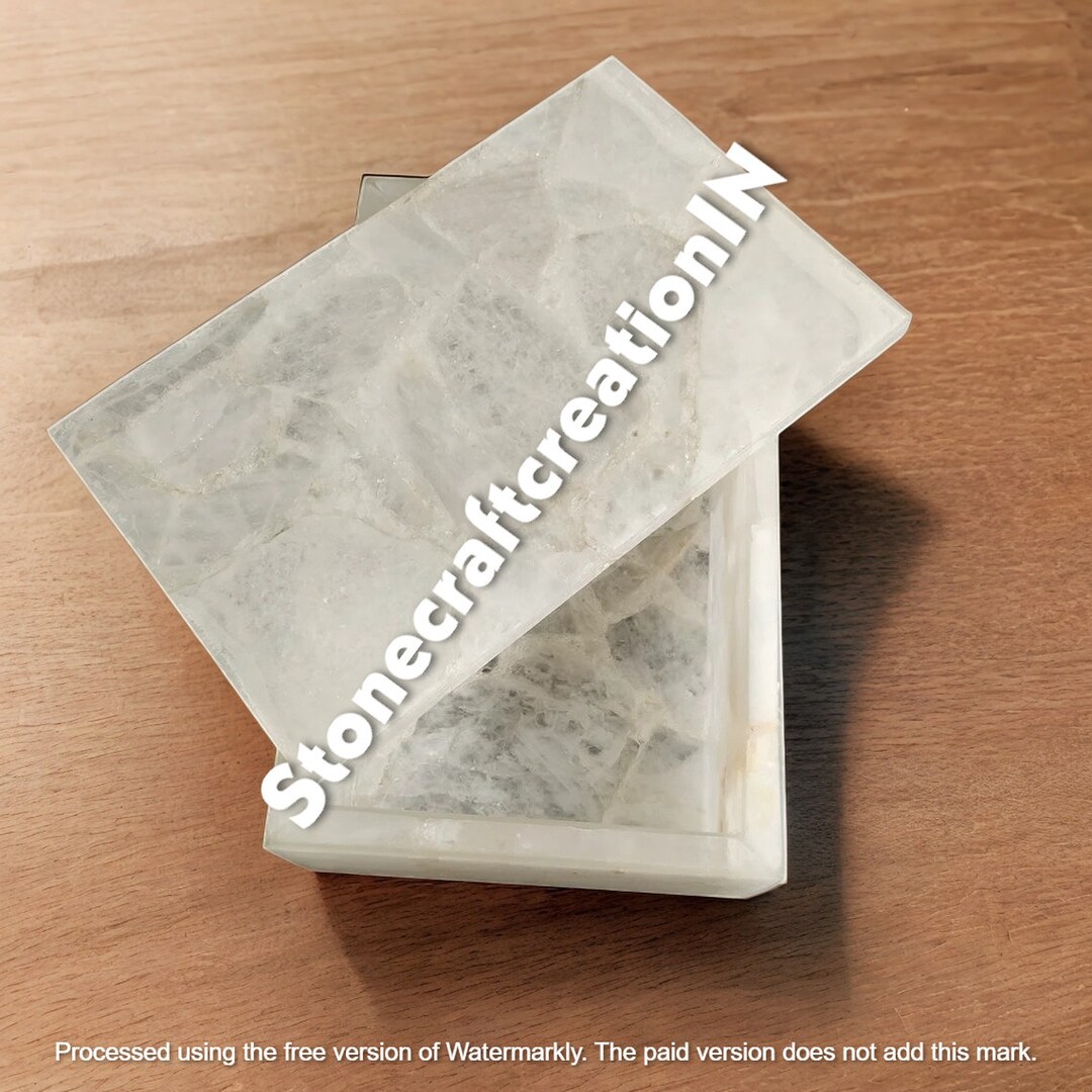 White Quartz Stone Jewelry Box, Vintage Collection Stone Storage Box ...