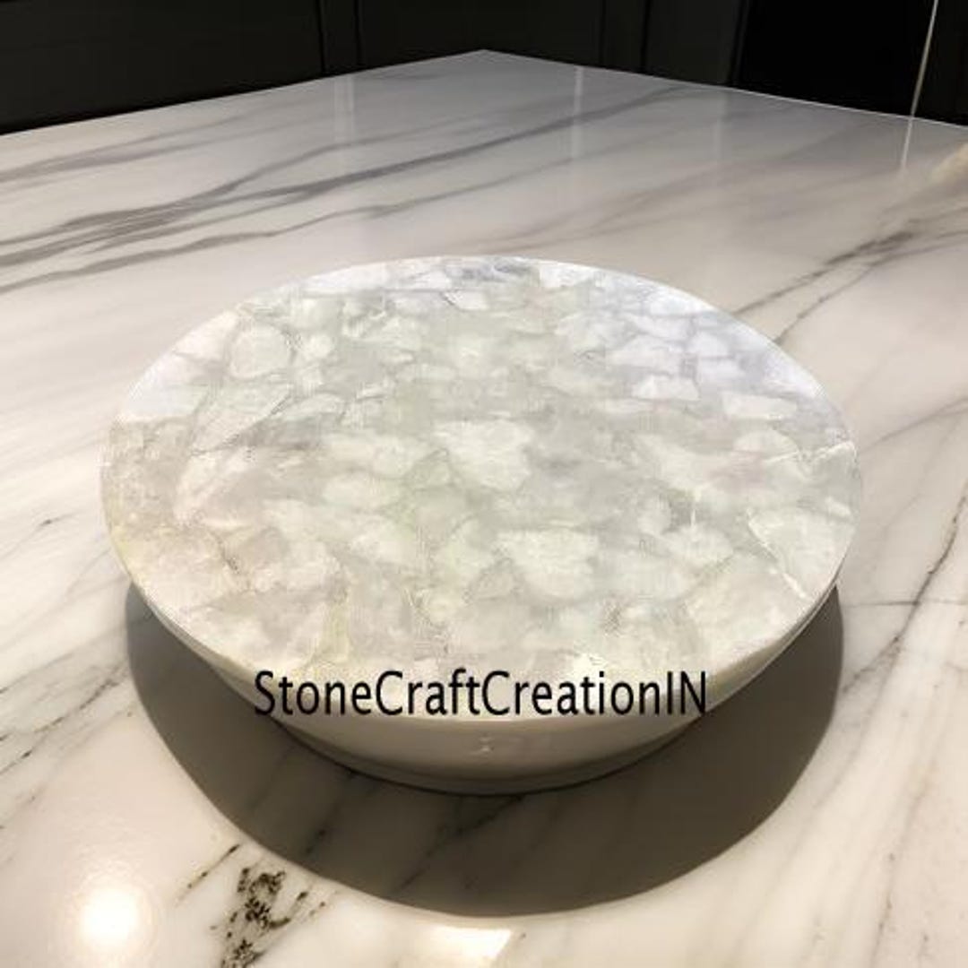 Natural White Quartz Round Table Top, Quartz Coffee & Sofa Center Table ...