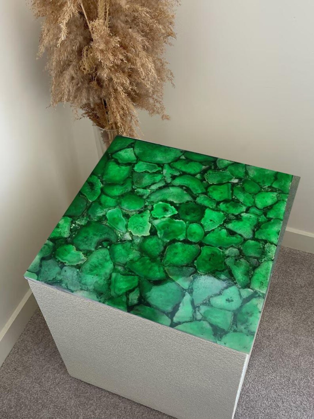 Green Agate Stone Coffee Table Top Geode Agate Counter Slab, Corner ...