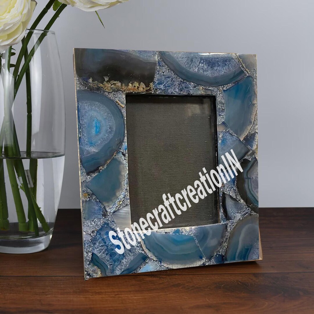 Blue Agate Stone Picture Frame, Memorable Picture Frame, Cyber Monday ...