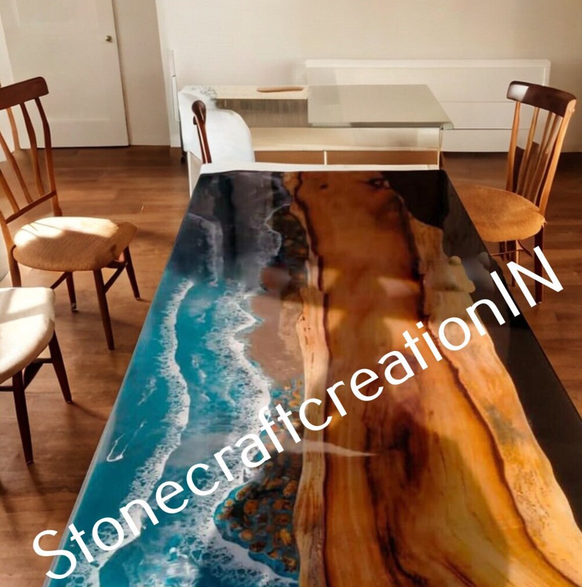 Ocean Wave Table, Epoxy Table, Epoxy Wood Resin Table, Live Edge Table ...