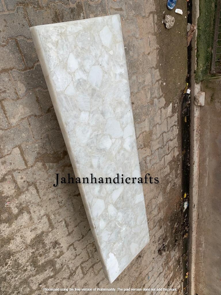 Natural White Quartz Agate Console Slab Top Agate Quartz Bar - Etsy
