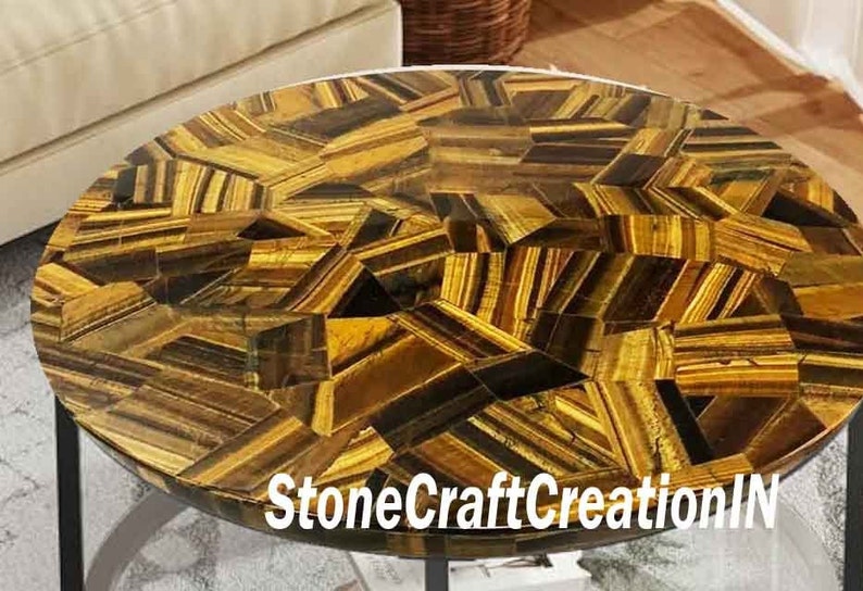 Tiger Eye Table Top, Handcrafted Table Top, Hallway Center Table Top ...