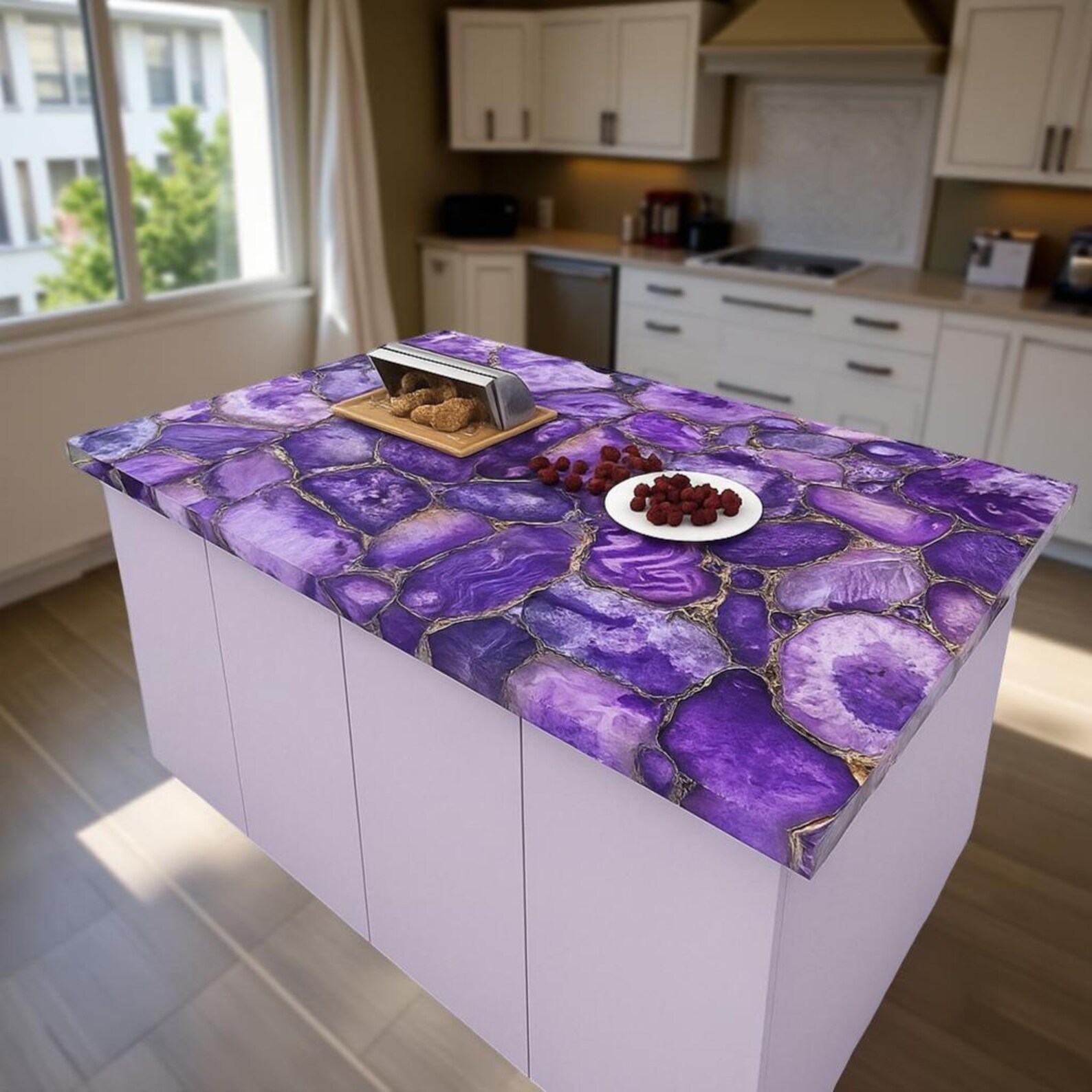 Purple Agate Kitchen Countertop: Luxury Gemstone Slab, Custom Crystal ...