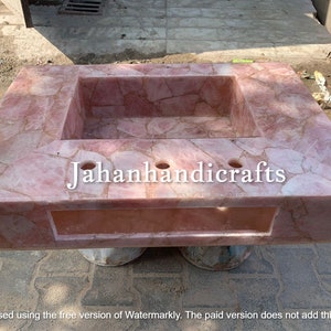 Rose Quartz Bathroom Counter Top Sink, Agate Pink Quartz Kitchen ...