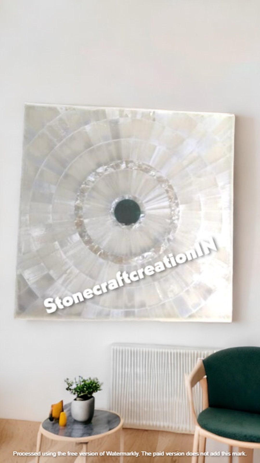 Selenite Stone Wall Panel, Crystal Stone Sun Burst Art Interior Wall ...