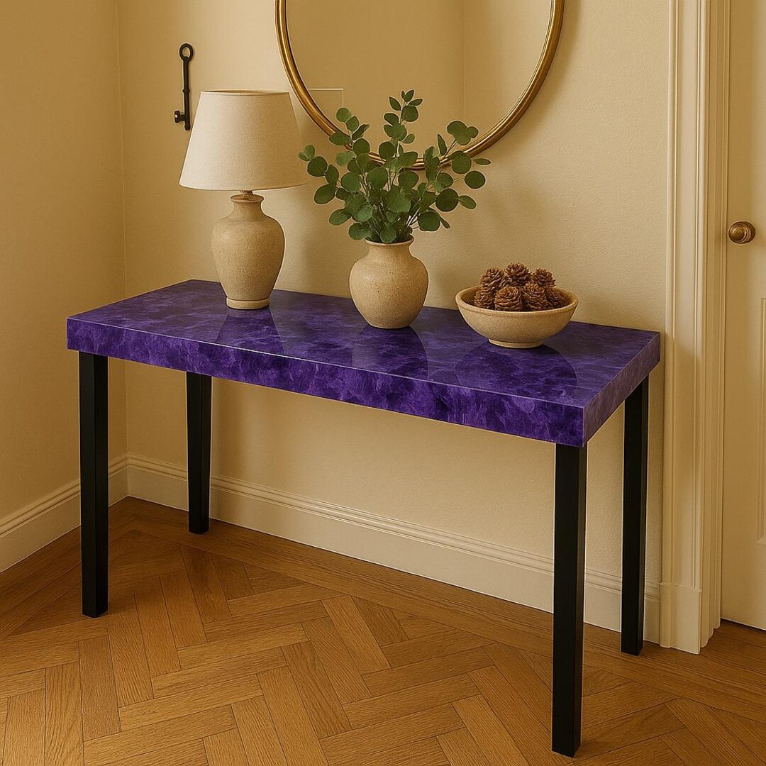 Amethyst Stone Console Slab, Purple Amethyst Hallway Corner Slab Coffee ...
