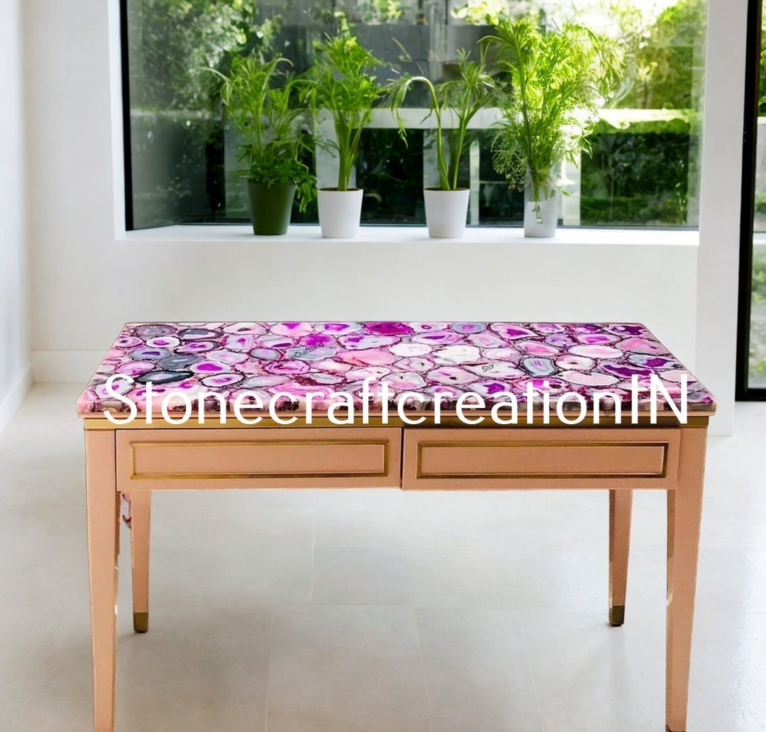 Agate Console Table, Pink Agate Table, Agate Geode Table Top, Agate ...