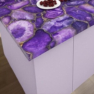 Purple Agate Kitchen Countertop: Luxury Gemstone Slab, Custom Crystal ...