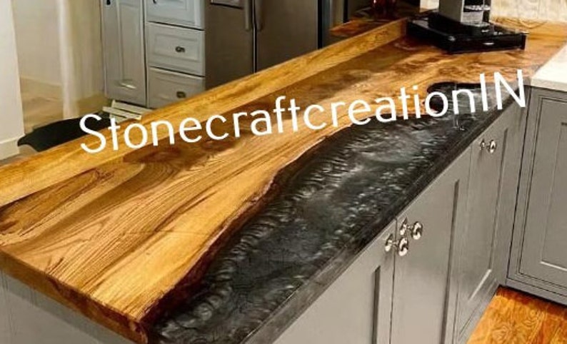 Epoxy Table, Epoxy Kitchen Countertop, Wooden Resin River Counter Slab ...