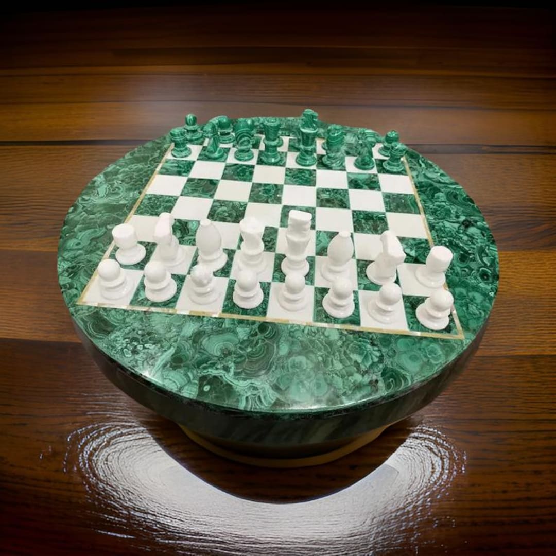 Malachite Chess Set, Chess Board Set Inlaid With Marble Chess Pieces ...