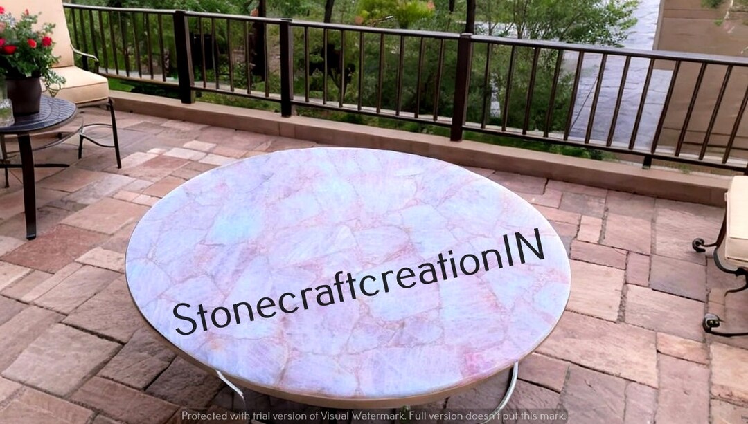 Rose Quartz Table, Pink Quartz Round Table, Coffee & Side Table Top ...