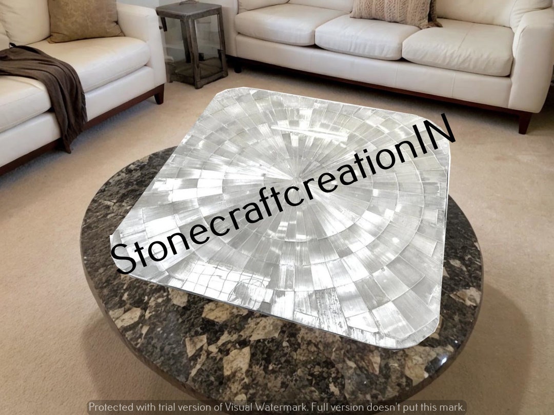 Selenite Table Top, Stone Dine Table, Marble Dine Table, Sun Rays ...