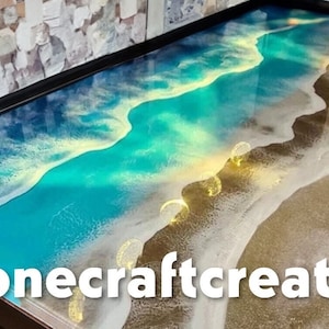 Ocean Waves Epoxy Resin Dining & Kitchen Slab Top, Personalized ...