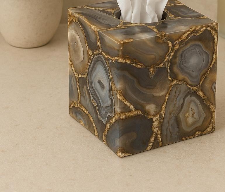 Handmade Agate Tissue Box Cover: Bathroom Home Decor (5x5 Inches) - Etsy