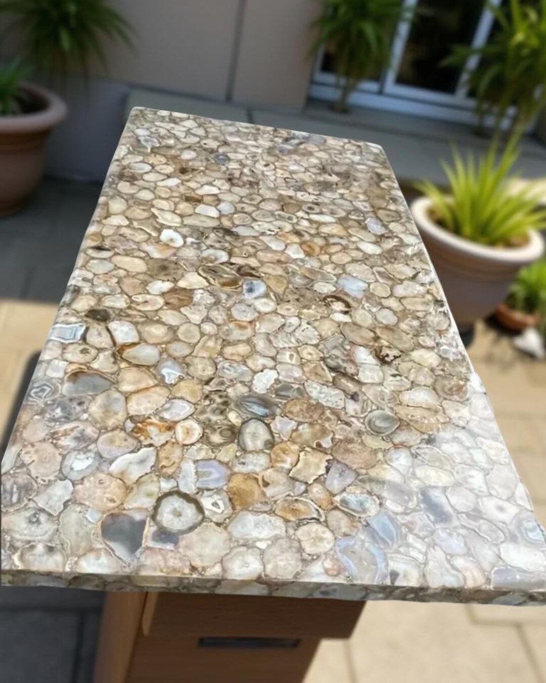 Agate Stone Table - Natural Agate Dining, Customized Brown Agate ...