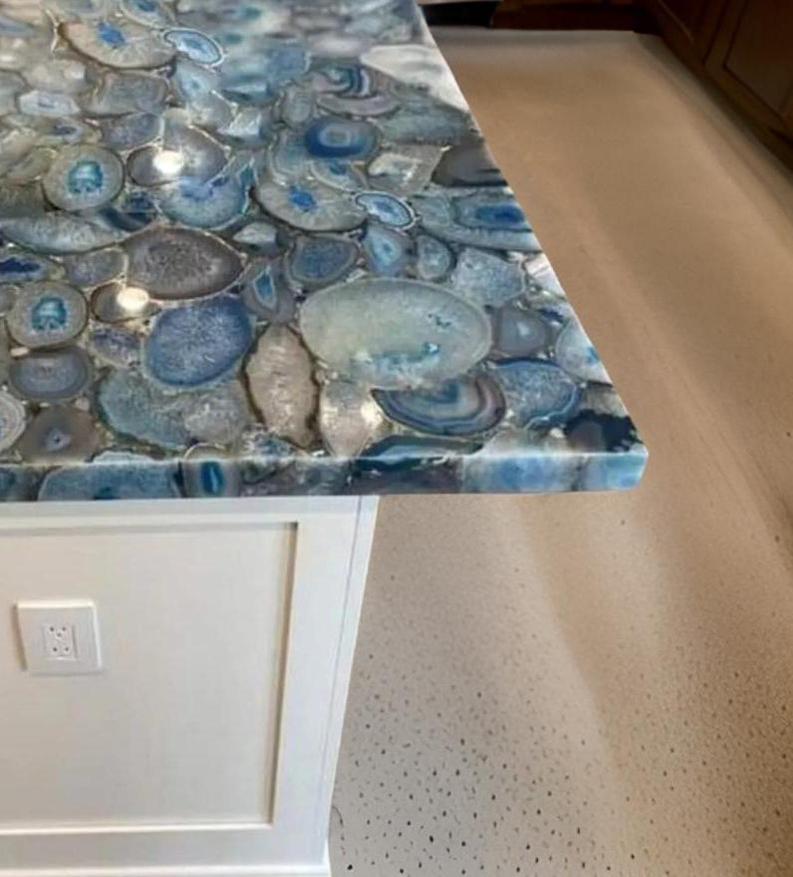 Blue Agate Kitchen Countertop Slab: Geode Stone Island Decor - Etsy