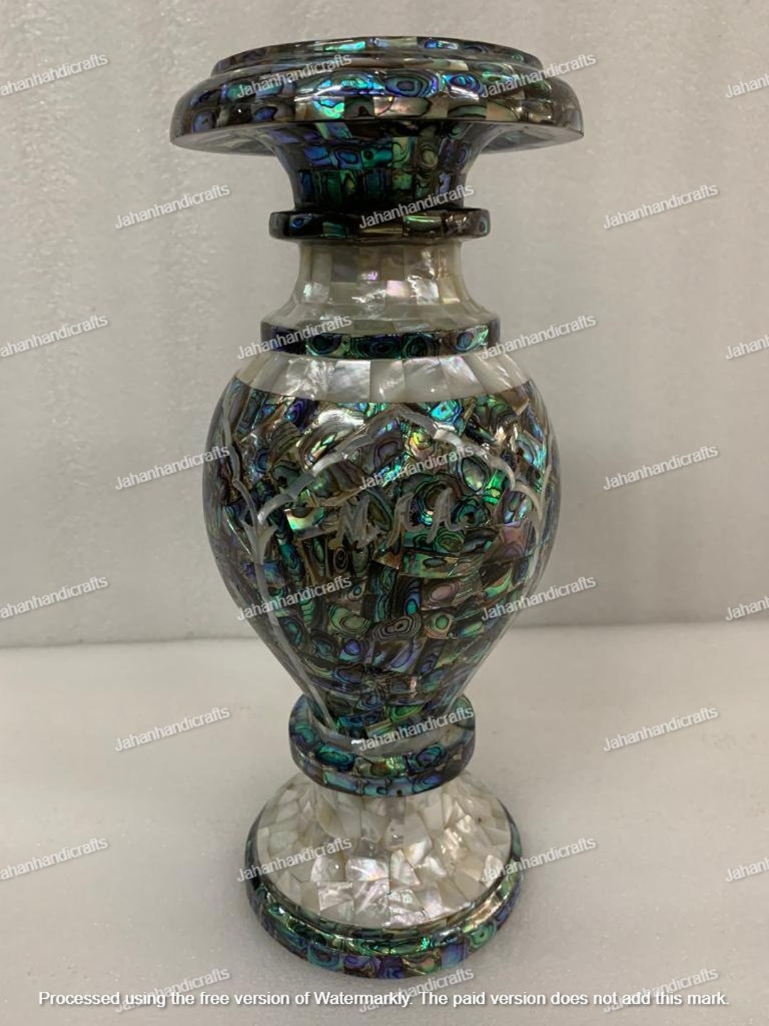 Decorative Marble Inlaid Flower Vase Pauashell Semi Precious - Etsy