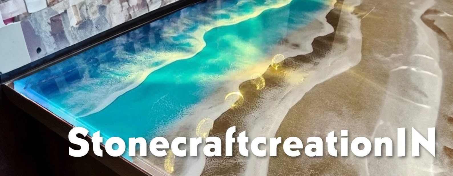 Ocean Waves Epoxy Resin Dining & Kitchen Slab Top, Personalized ...