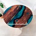 Clear Teal Epoxy Round Table Top / Wooden Table Top / Handmade Round ...
