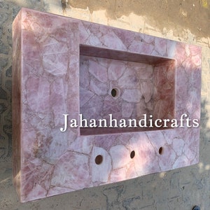 Rose Quartz Bathroom Counter Top Sink, Agate Pink Quartz Kitchen ...