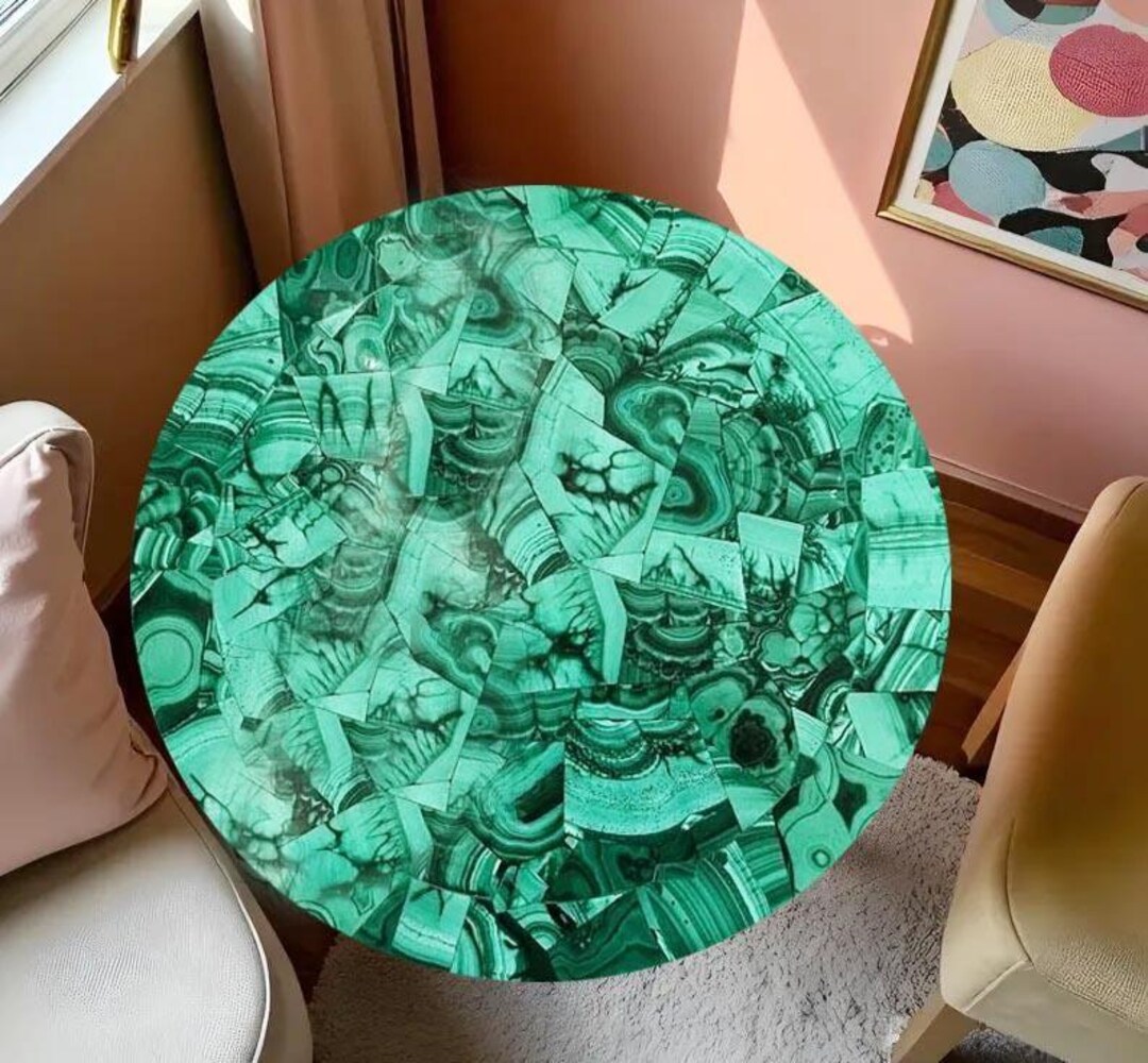 Polished Malachite Table Top: Natural Stone Dining or Coffee Table - Etsy
