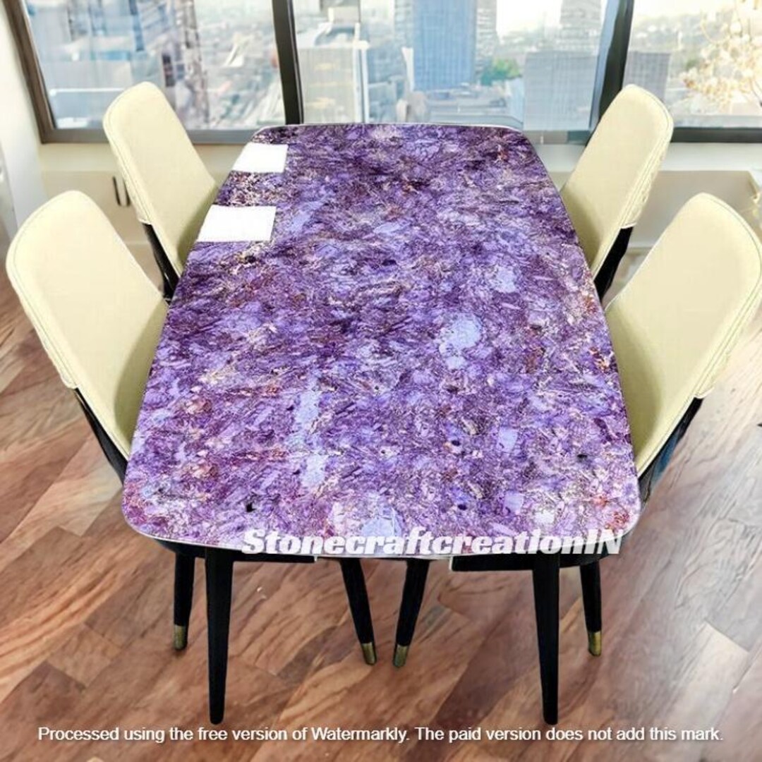 Amethyst Stone Dining Table Top Purple Gemstone Kitchen Slab Office ...