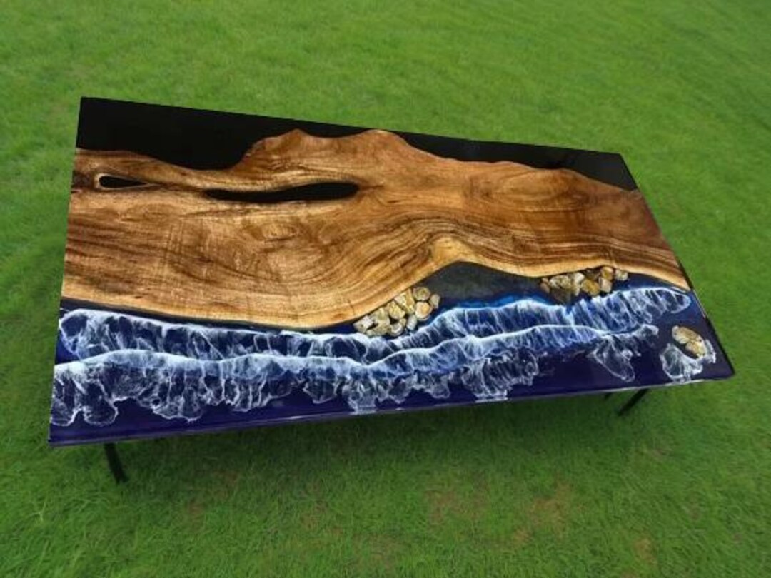 Sea Waves Epoxy Table, Live Edge Table , Epoxy Ocean River ,natural ...