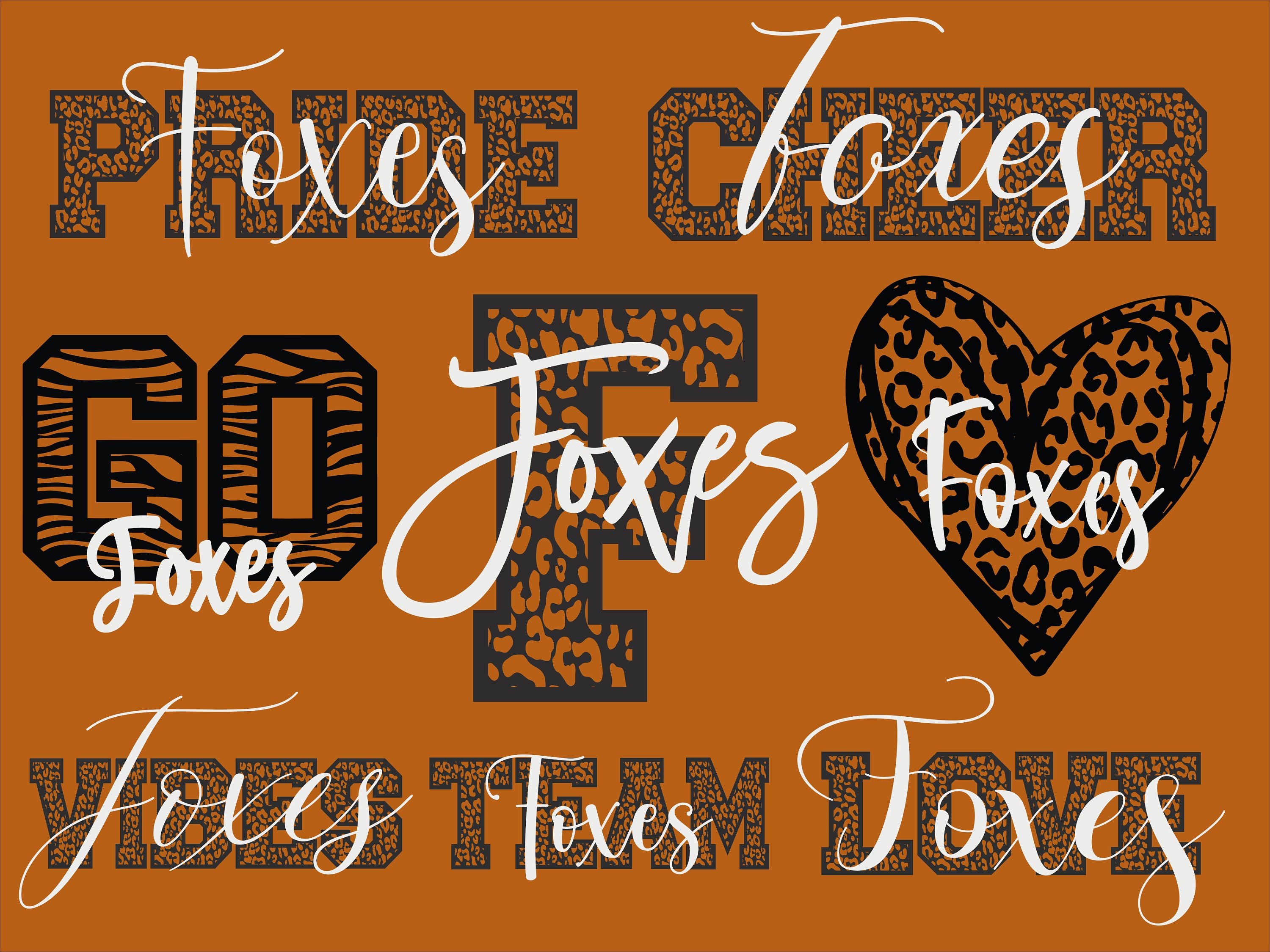 Foxes Mascot 8 Design Bundle, Foxes Svg, Foxes Leopard Svg, Sports Team ...