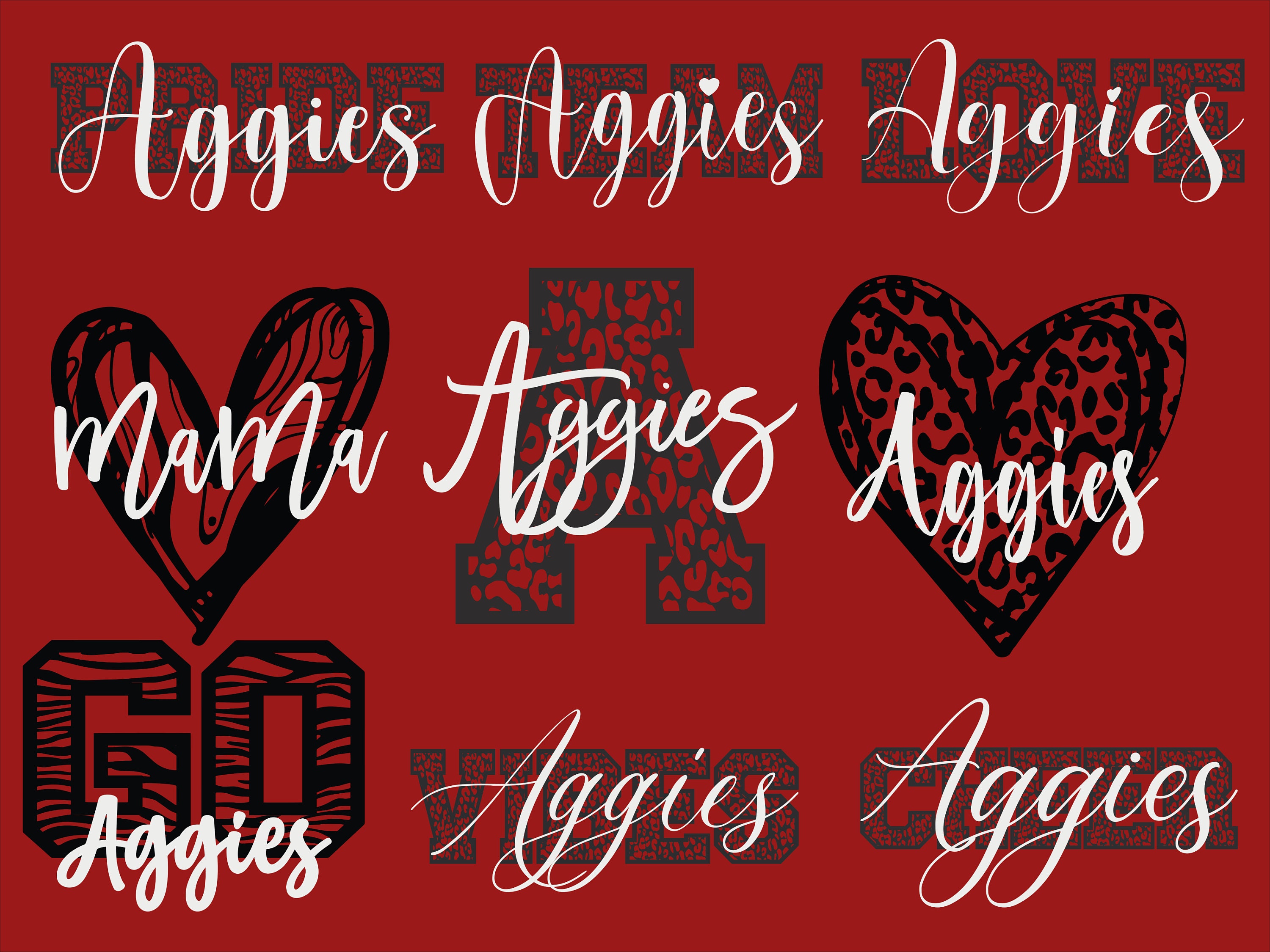Aggies Mascot 9 Designs Bundle, Aggies Svg, Aggies Leopard Svg, Sports ...