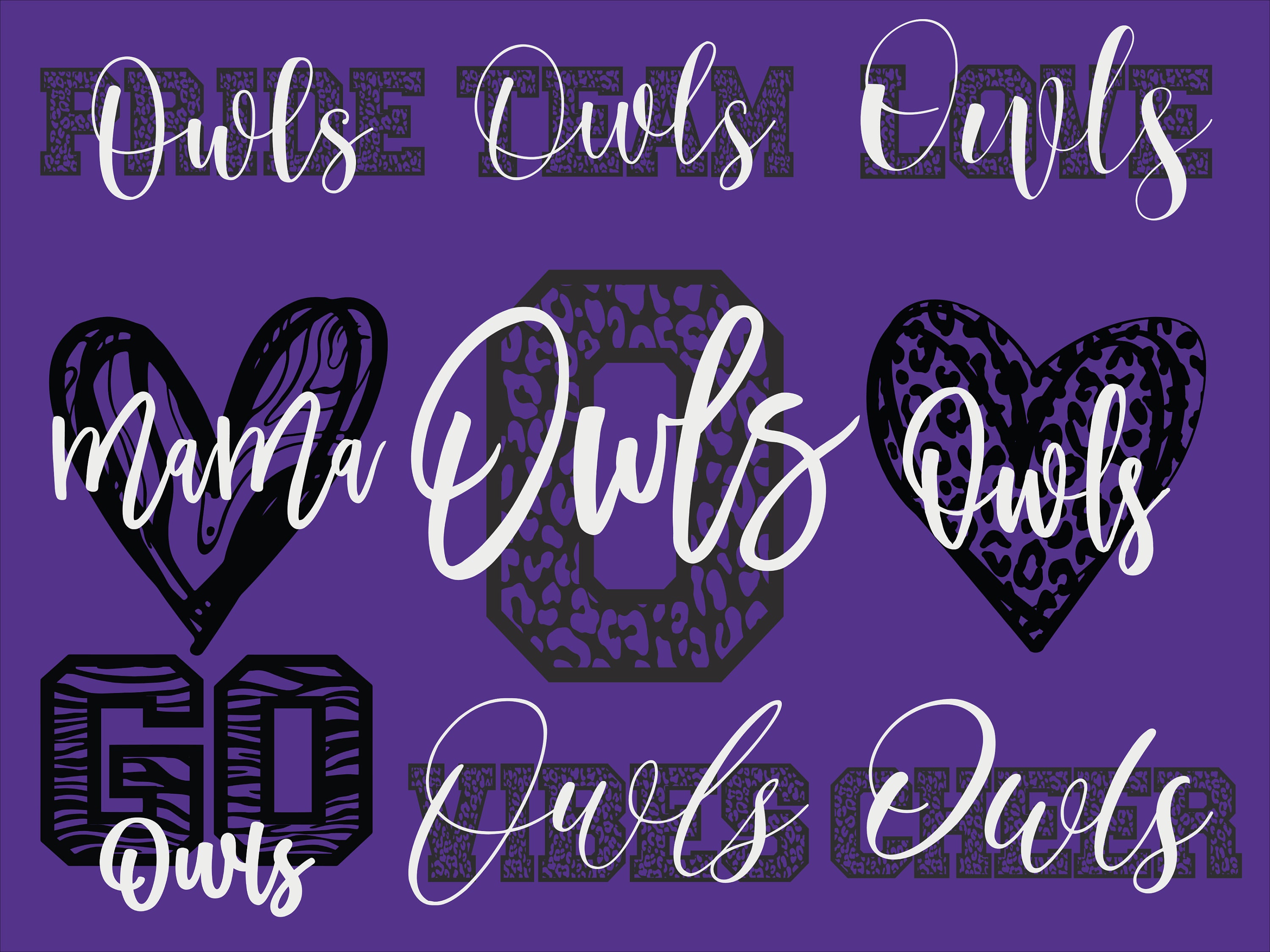 Owls Mascot 9 Designs Bundle, Owls Svg, Owls Leopard Svg, Sports Team ...