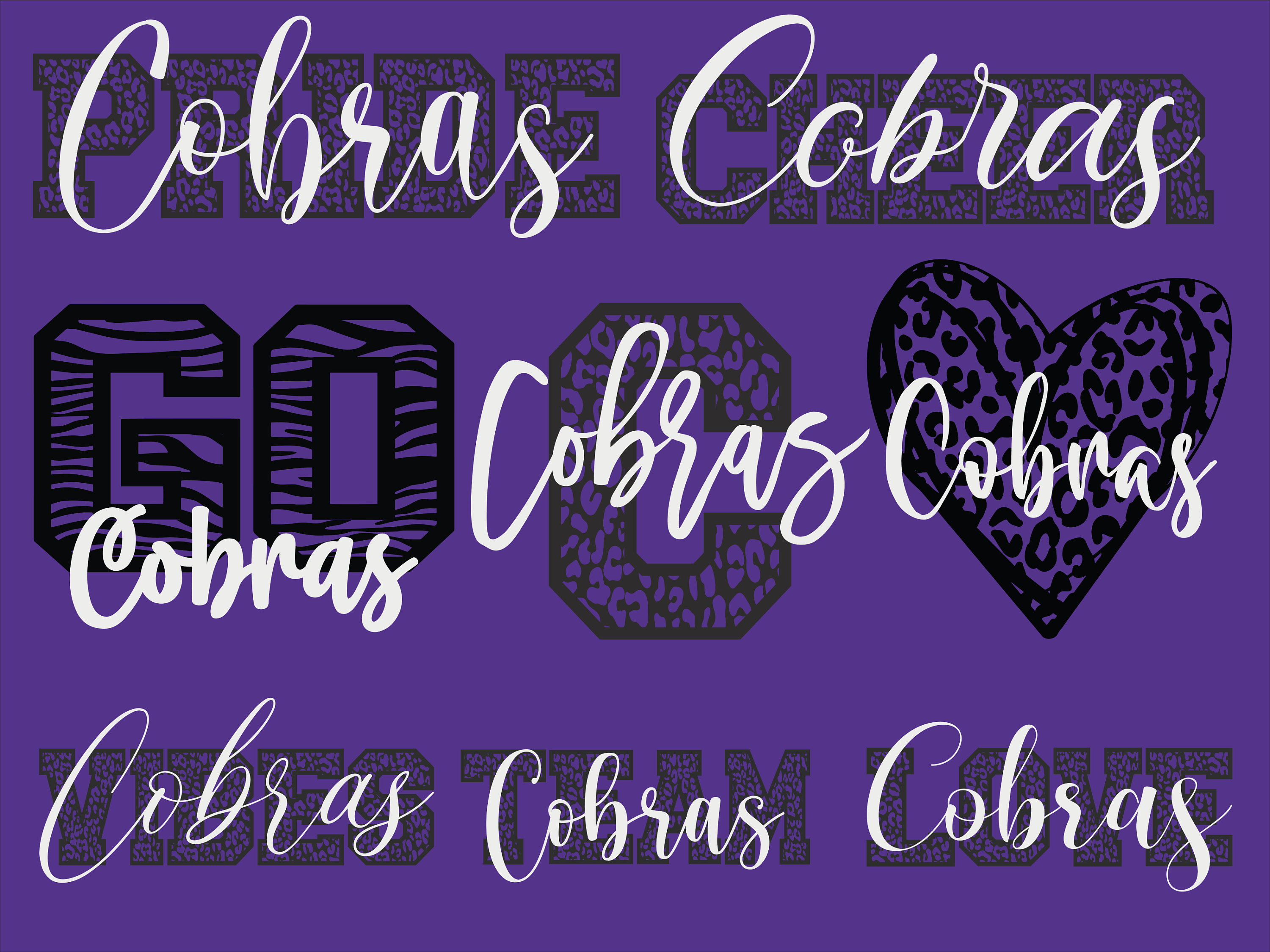 Cobras Mascot 8 Design Bundle, Cobras Svg, Cobras Leopard Svg, Sports ...