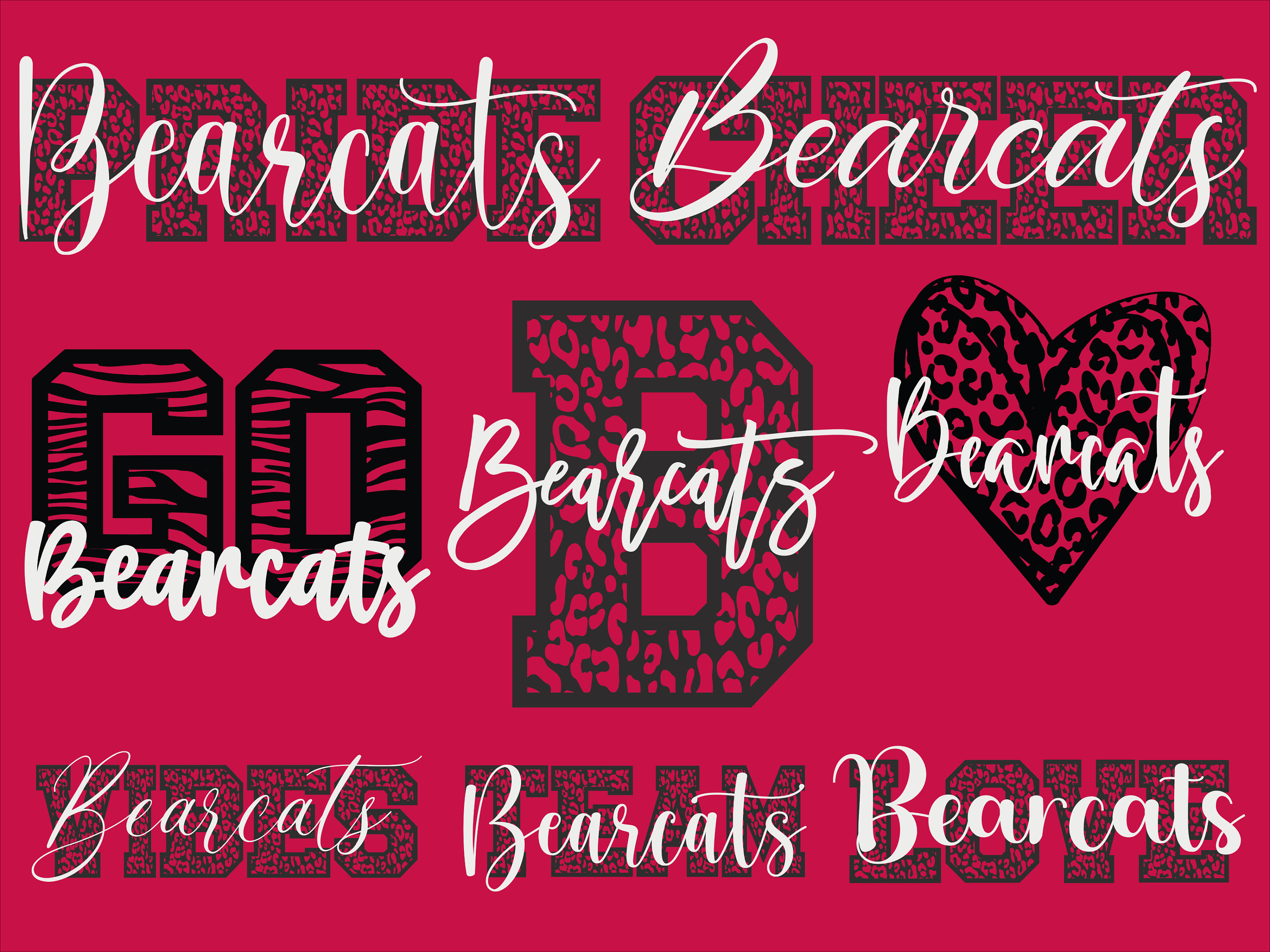 Bearcats Mascot 8 Design Bundle, Bearcats Svg, Bearcats Leopard Svg ...