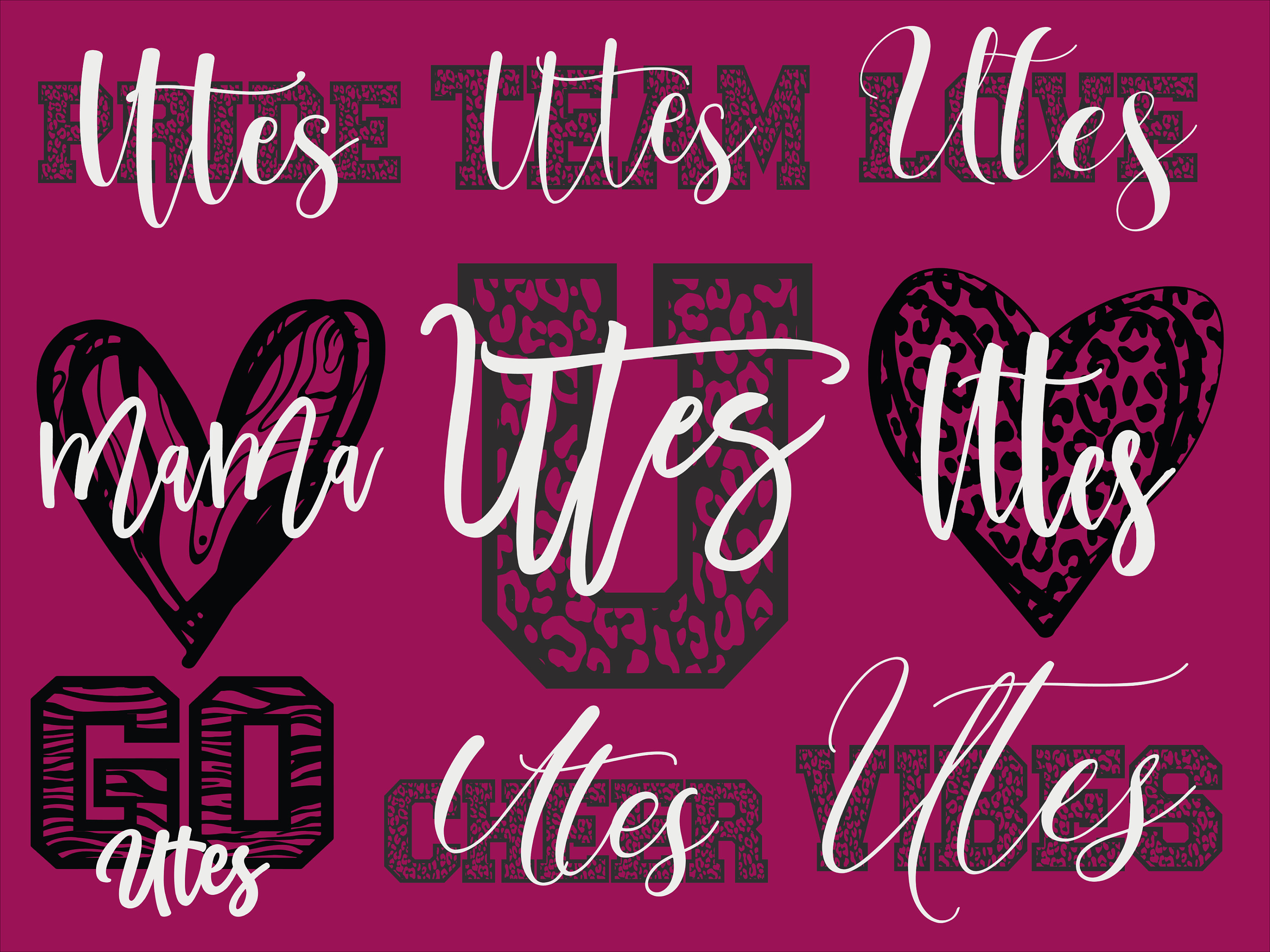 Utes Mascot 9 Designs Bundle, Utes Svg, Utes Leopard Svg, Sports Team ...