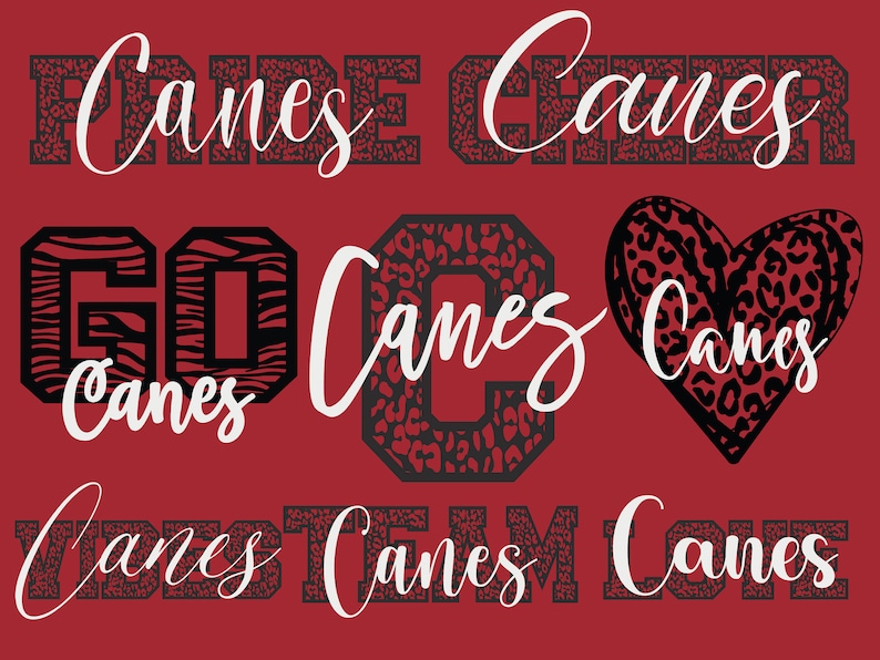 Canes Mascot 8 Design Bundle, Canes Svg, Canes Leopard Svg, Sports Team ...