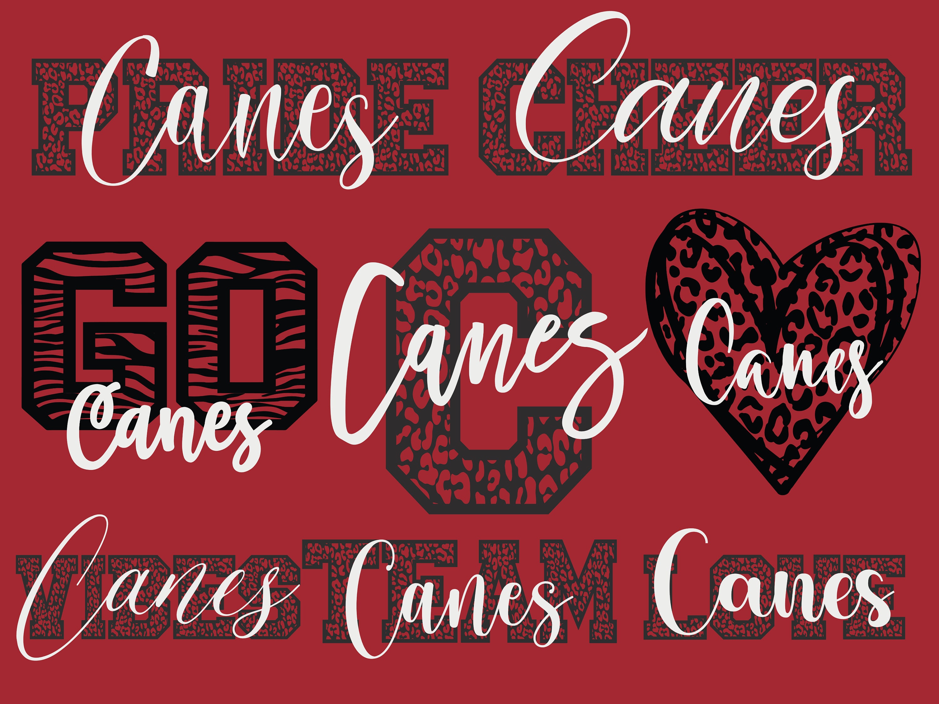 Canes Mascot 8 Design Bundle, Canes Svg, Canes Leopard Svg, Sports Team ...