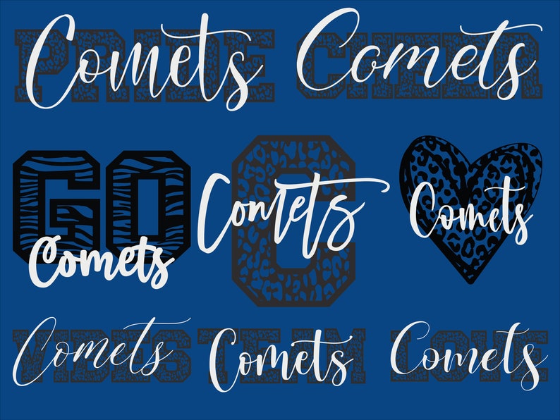 Comets Mascot 8 Design Bundle, Comets Svg, Comets Leopard Svg, Sports Team Svg, Digital Cut File ...