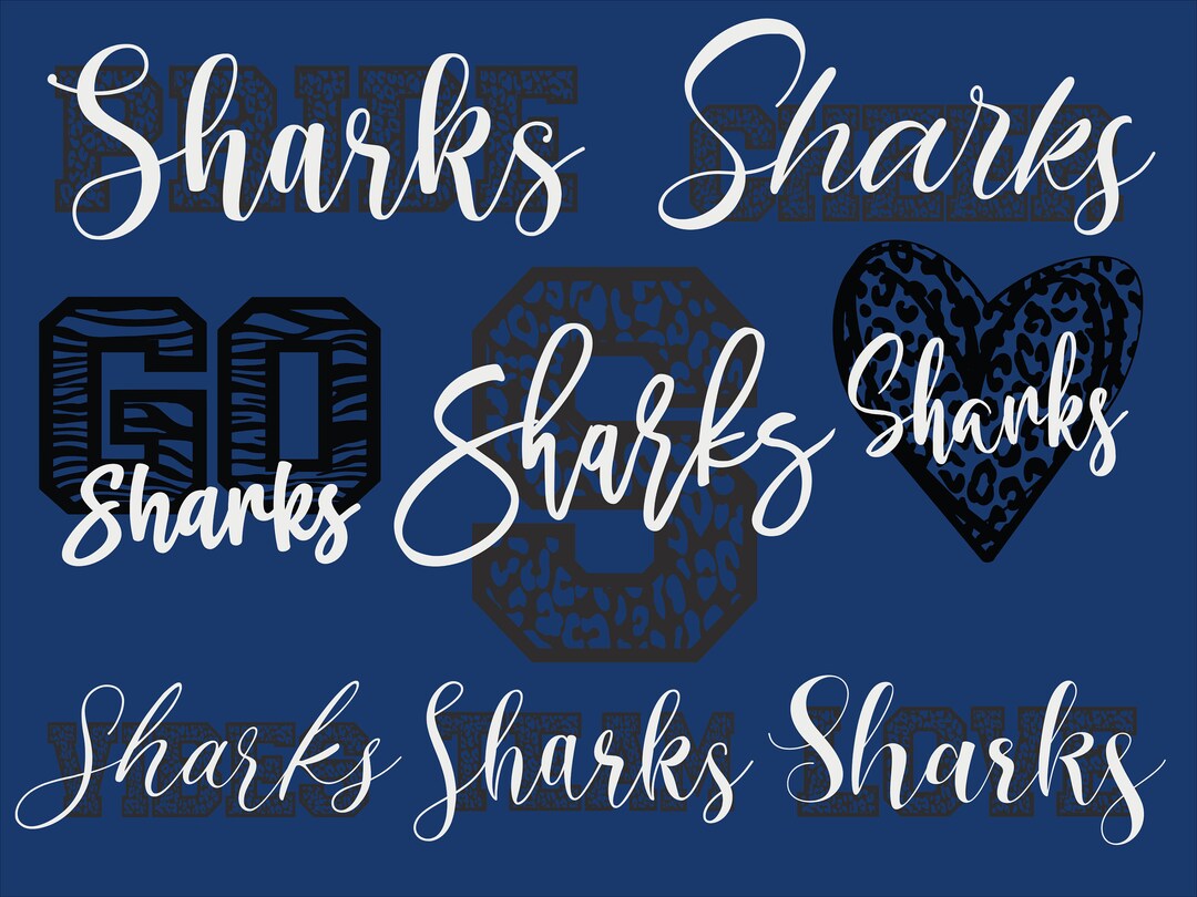 Sharks Mascot 8 Design Bundle, Sharks Svg, Sharks Leopard Svg, Sports ...