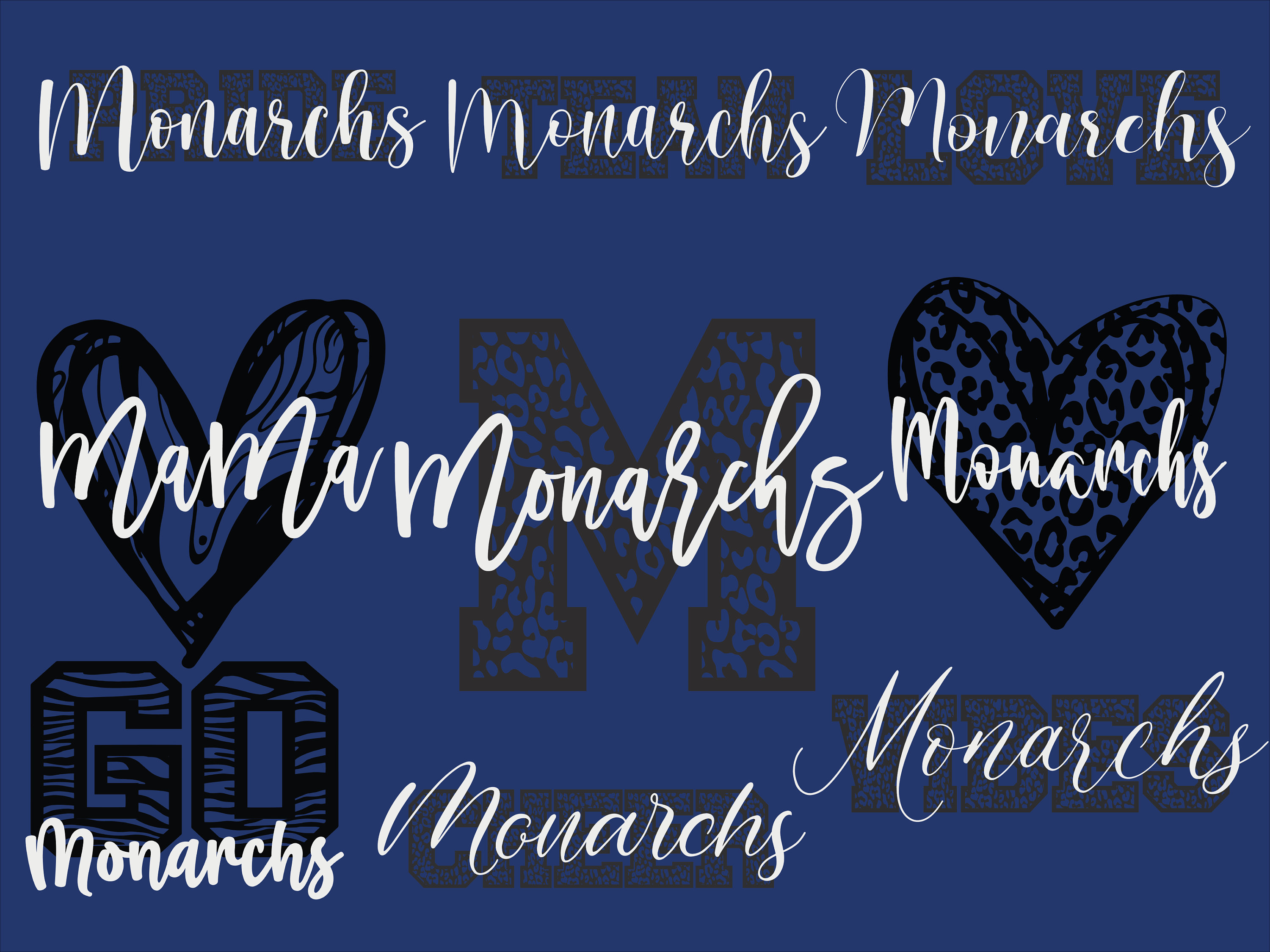 Monarchs Mascot 9 Designs Bundle, Monarchs Svg, Monarchs Leopard Svg ...